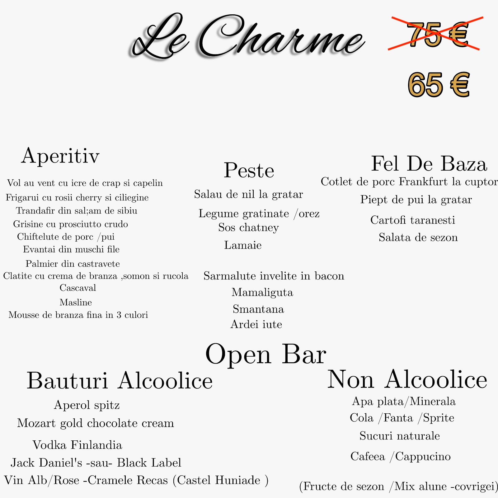 Meniu Nunta Le Charme